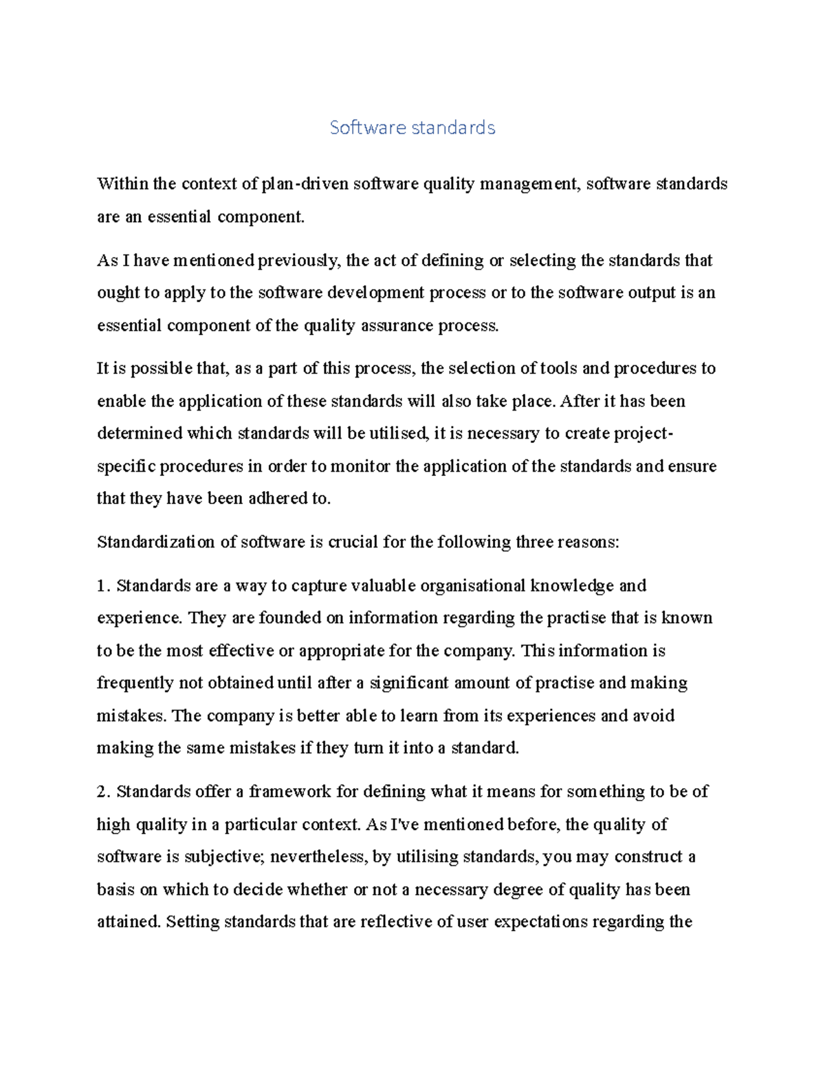 Software standards - Software standards Within the context of plan ...