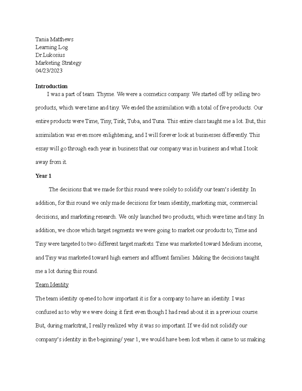 Learning Log - this is essay to display everything I learned during my ...