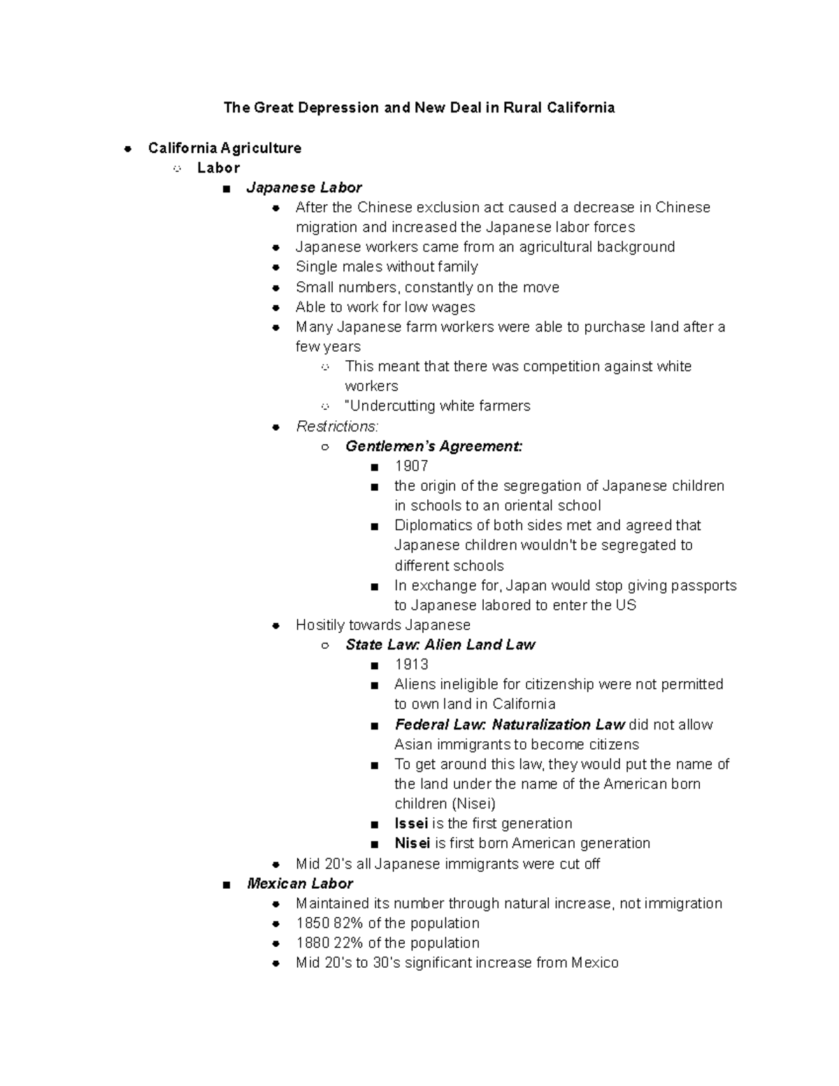 Notes 4 23 - HIST 347 Professor Strathman - The Great Depression and ...