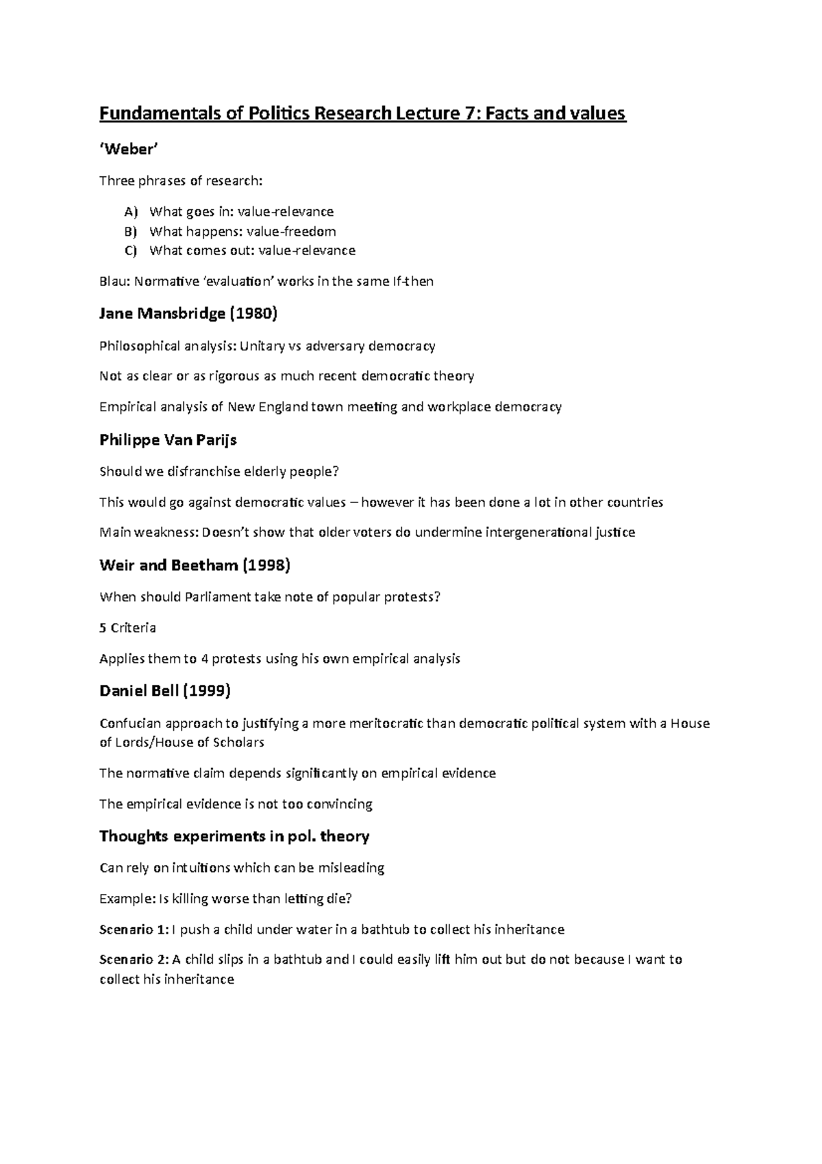 Lecture 7. Facts and values - Fundamentals of Politics Research Lecture ...