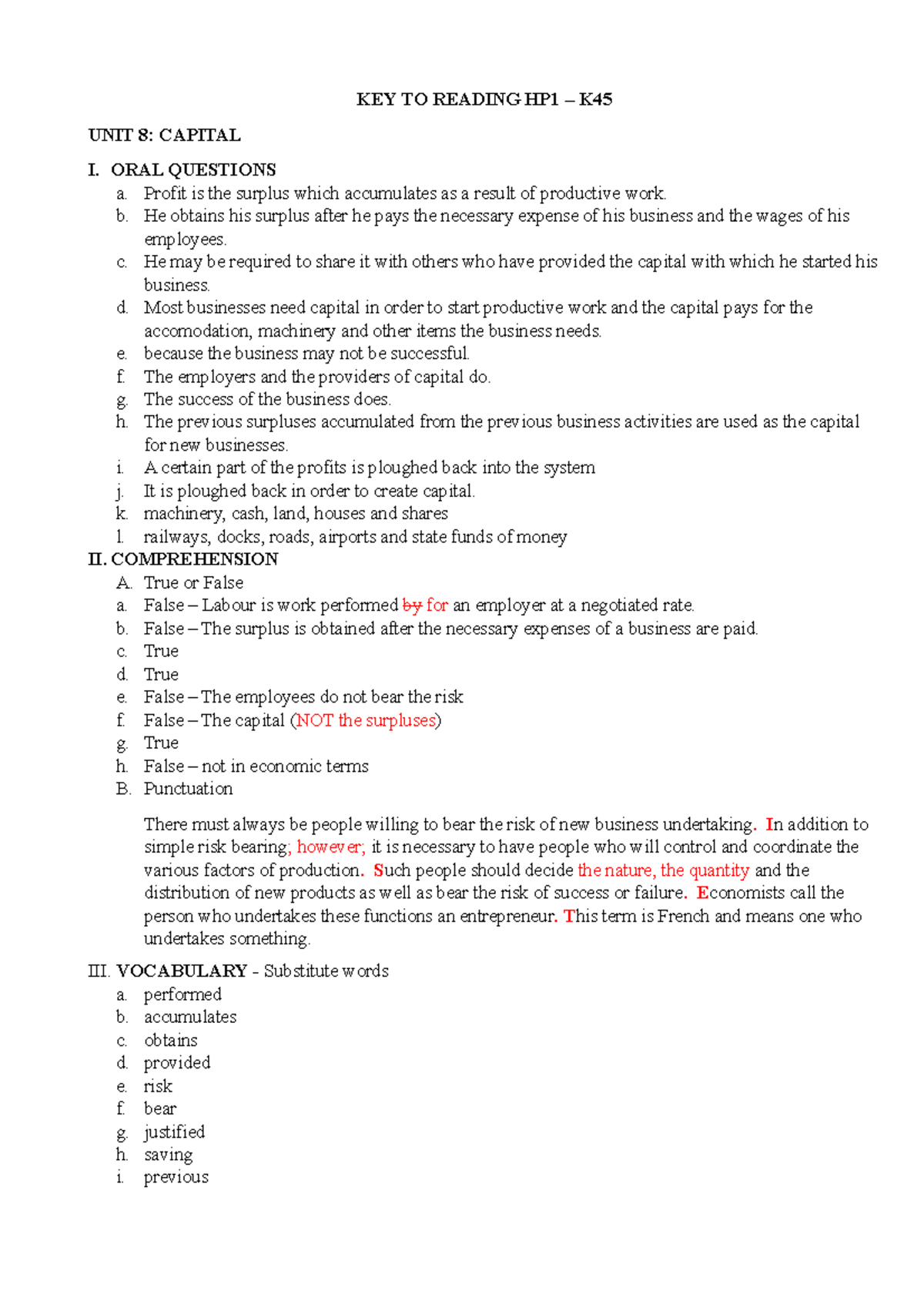 Key to reading 8,9,10 - bài tập anh 2 - KEY TO READING HP1 – K UNIT 8 ...