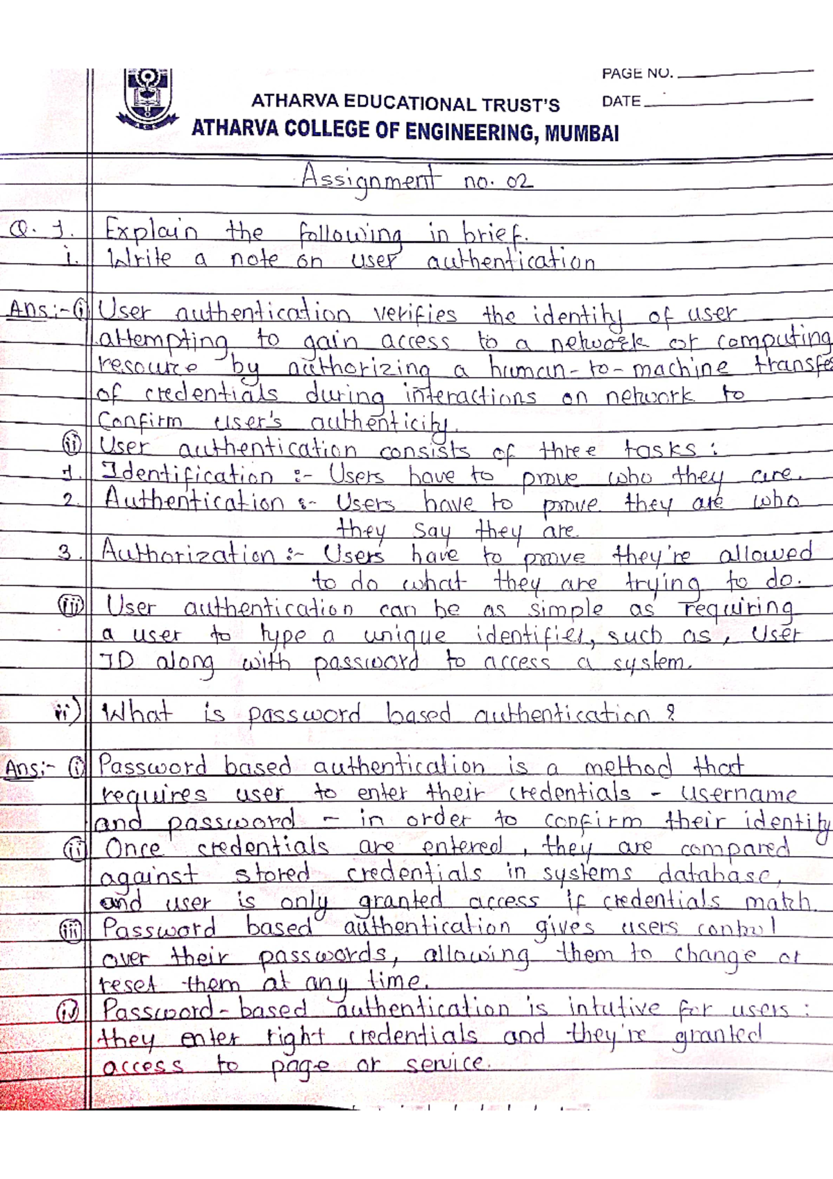 Css Assign 02 Notes Page No Atharva Educational Date Atharva College Of Engineering Mumbai