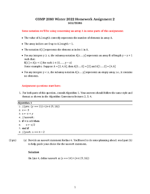 Assignment 6-sol - COMP 2080 Winter 2022 – Assignment 6 Questions For this question, refer to ...