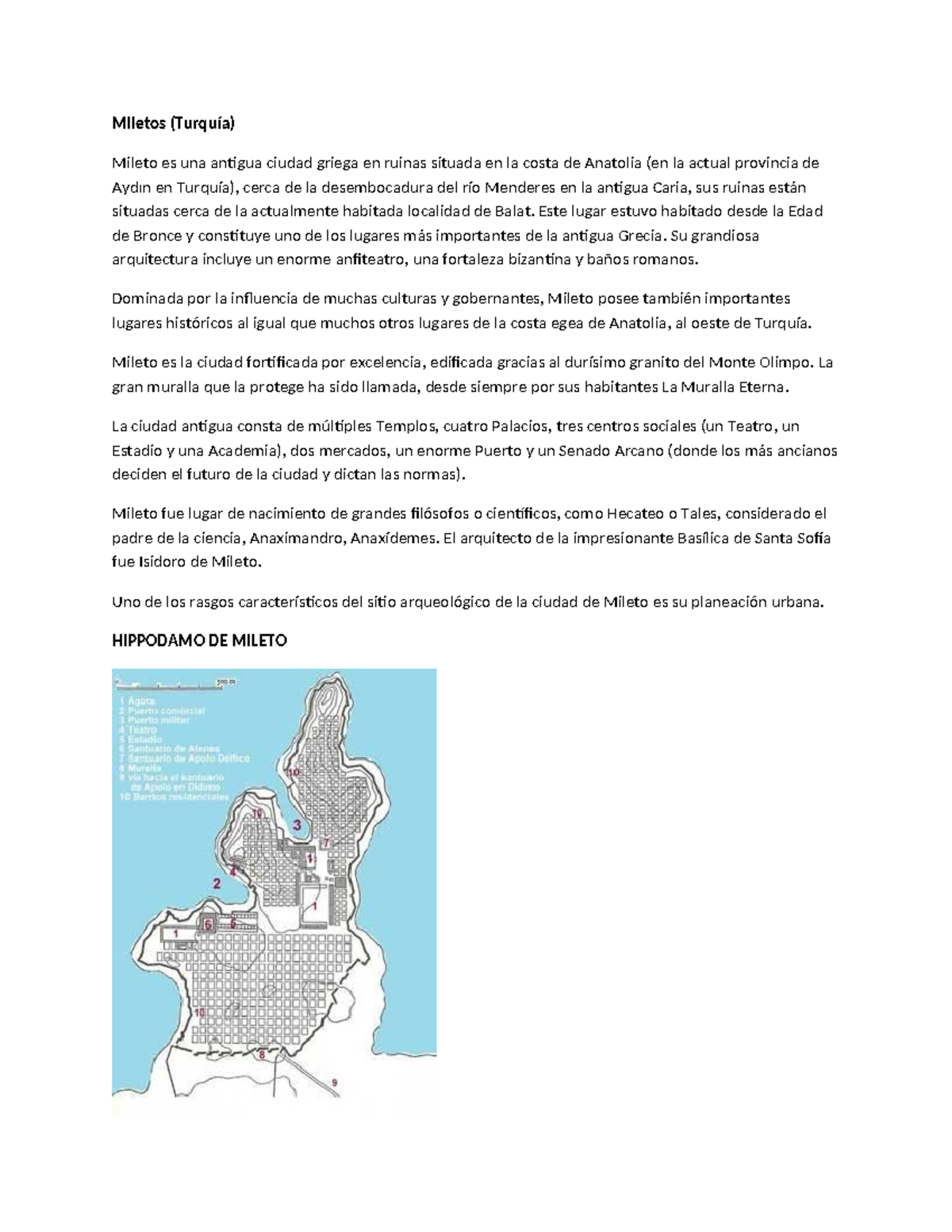 Miletos - ciudades griegas - Miletos (Turquía) Mileto es una antigua ...