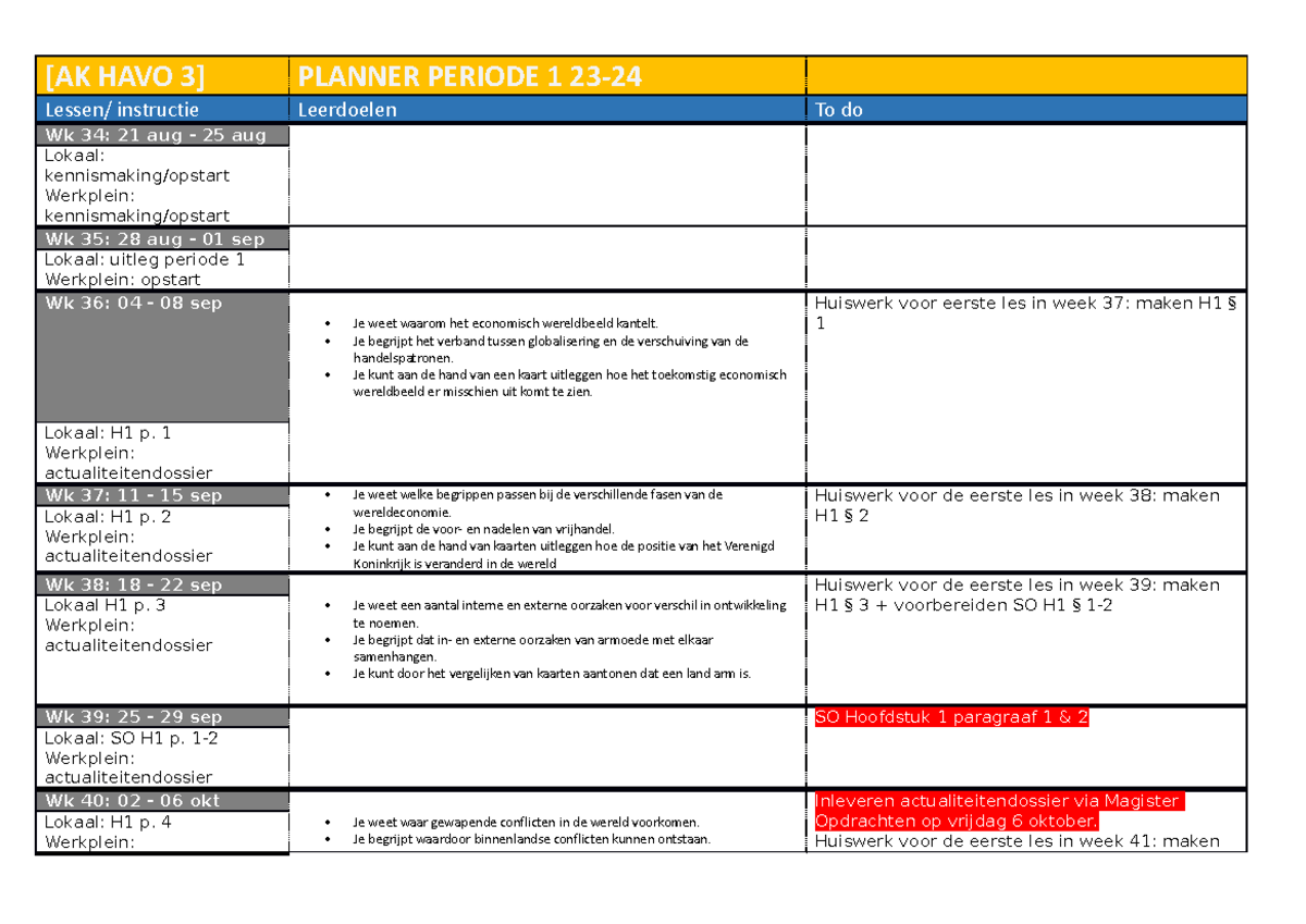 AK-P1- Planner 23-24 - dit is voor de gratis shur - [AK HAVO 3] PLANNER ...