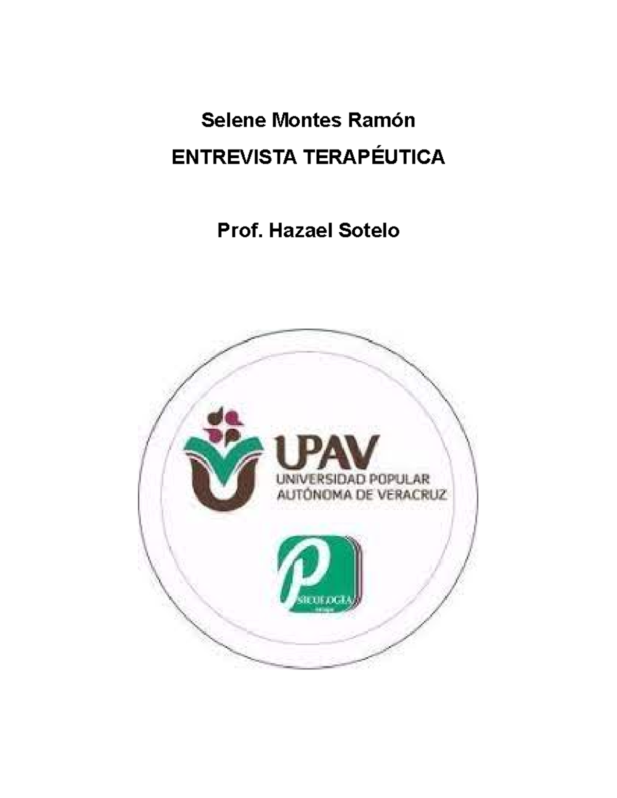 Entrevistas Cognitivas - Selene Montes Ramón ENTREVISTA TERAPÉUTICA ...