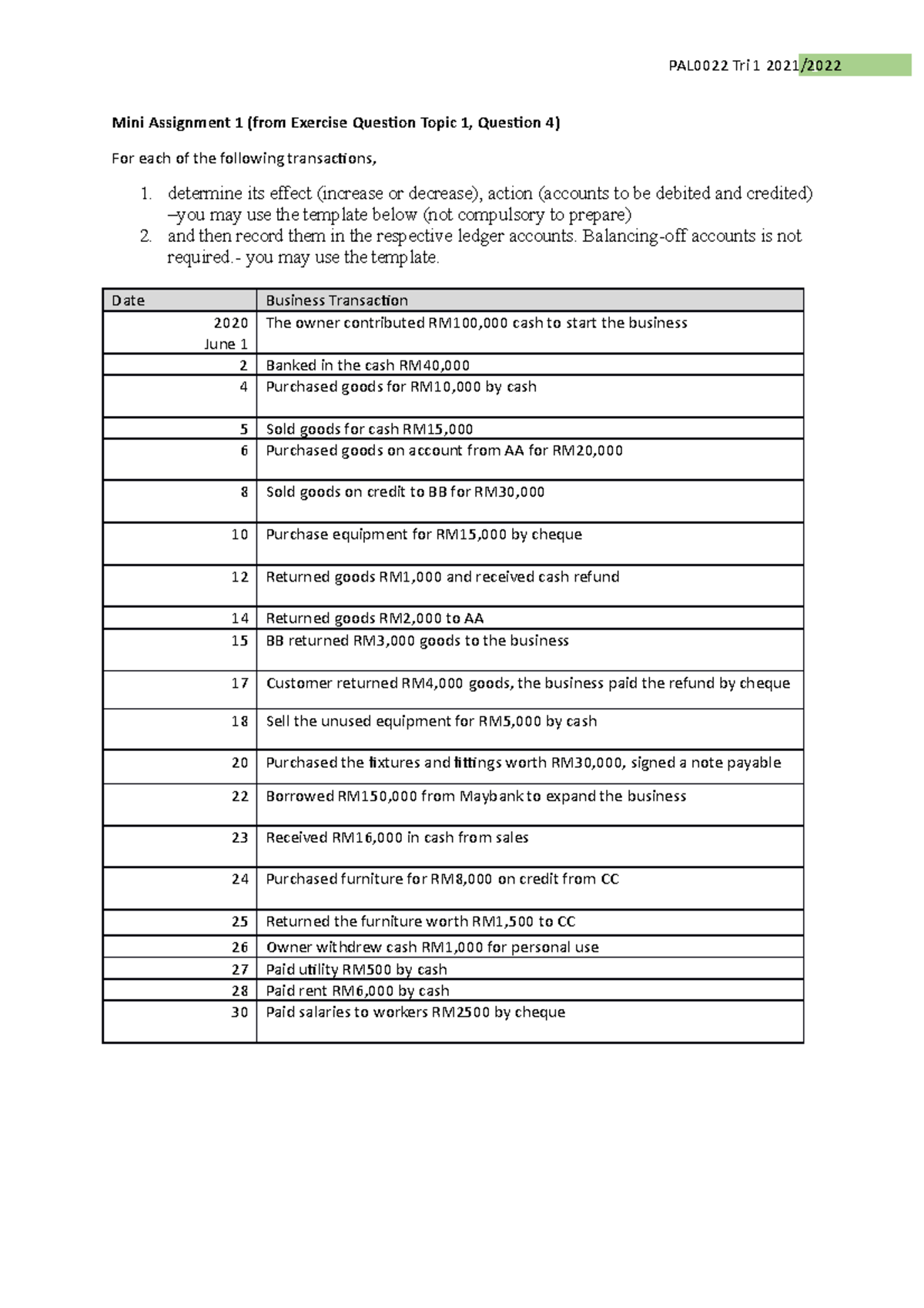 Mini Assignment 1 Topic 1 - Mini Assignment 1 (from Exercise Question ...