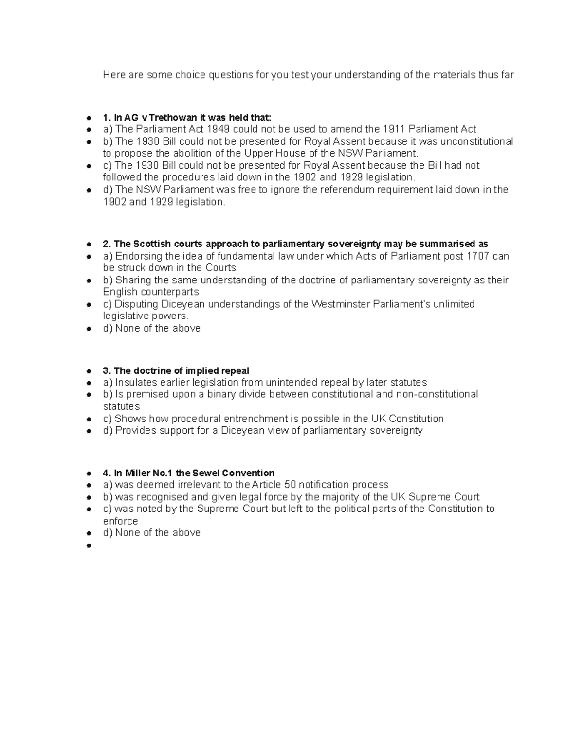 Questions for further reading on Parliamentary sovereignty - Here are ...
