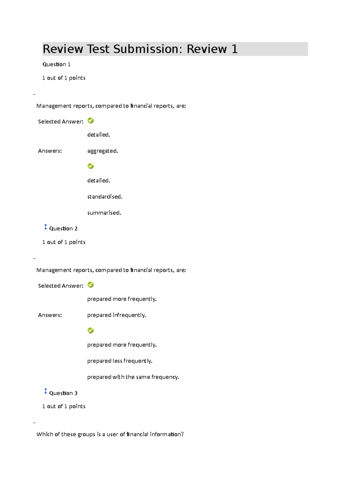 Test 11 March 2018, questions and answers - Review Test Submission ...