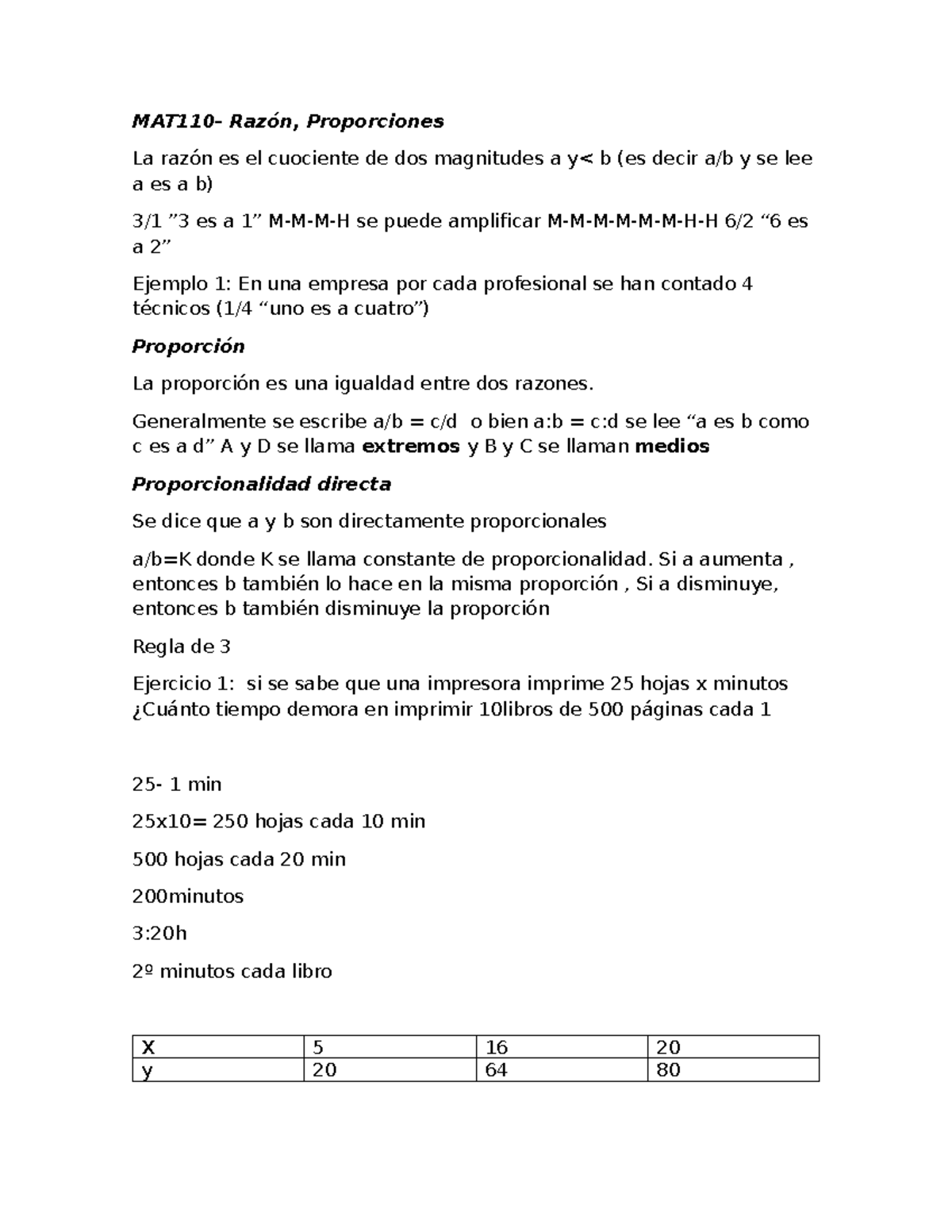 Clase 1 - MAT110- Razón, Proporciones La razón es el cuociente de dos ...