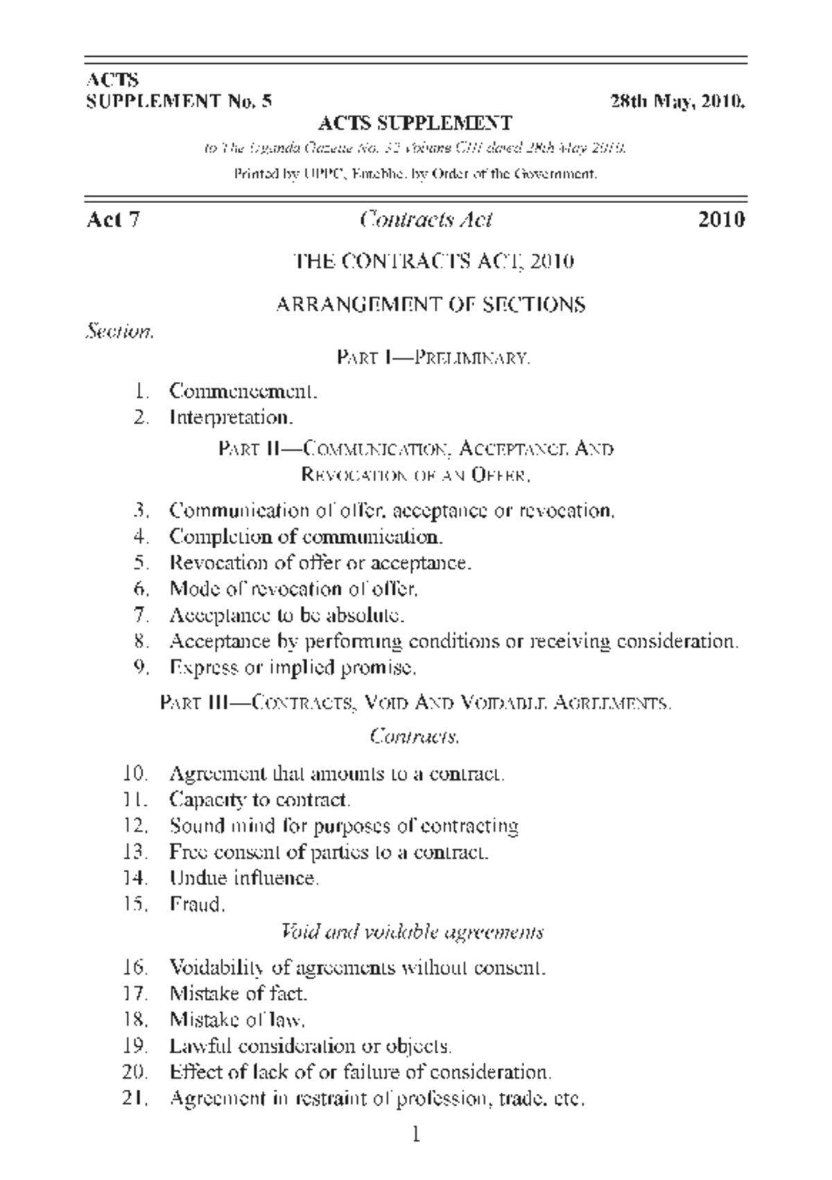 Ug act 2010 7 publication document - ACTS SUPPLEMENT No. 5 28th May ...