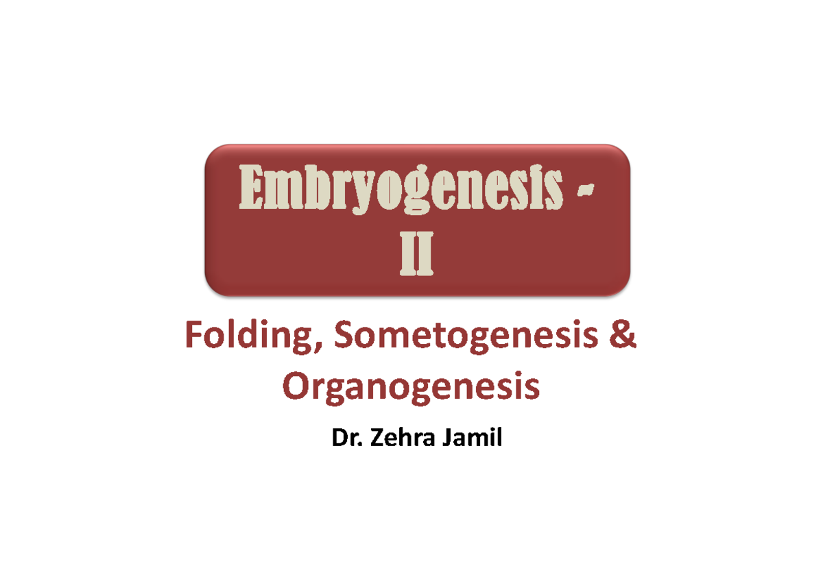 4- embryogenesis II - Folding, Sometogenesis & Organogenesis Dr. Zehra ...