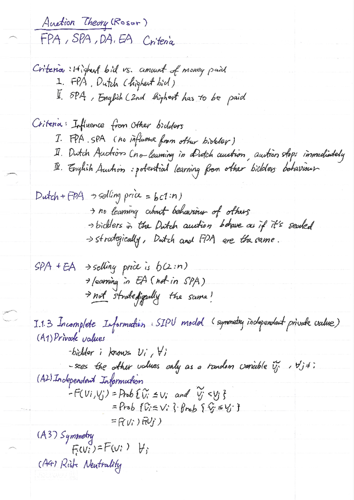 Auction & Mechanism Design Zsf - Studocu