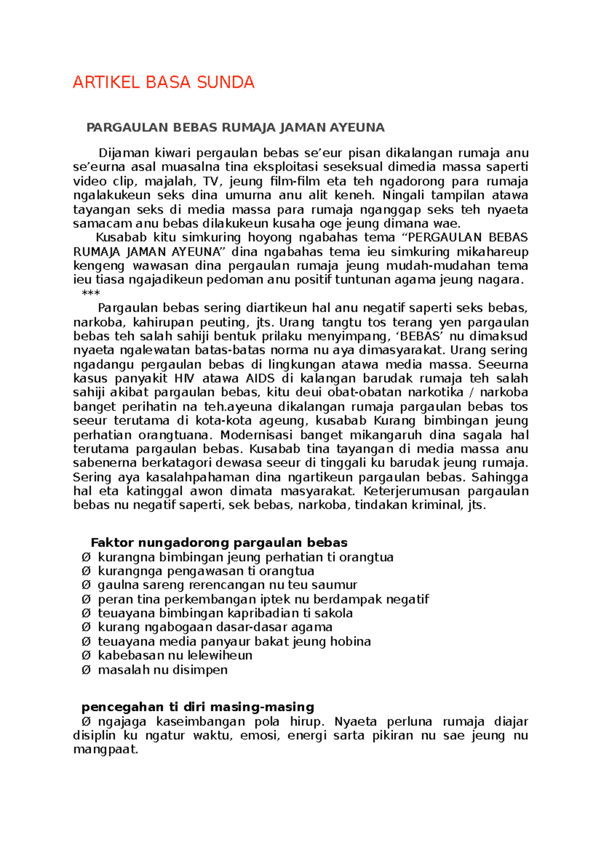 368881206 Artikel Basa Sunda - ARTIKEL BASA SUNDA PARGAULAN BEBAS ...
