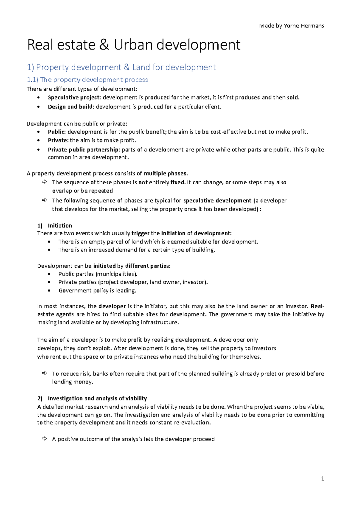 Real estate & BIM summary - Real estate & Urban development 1) Property ...
