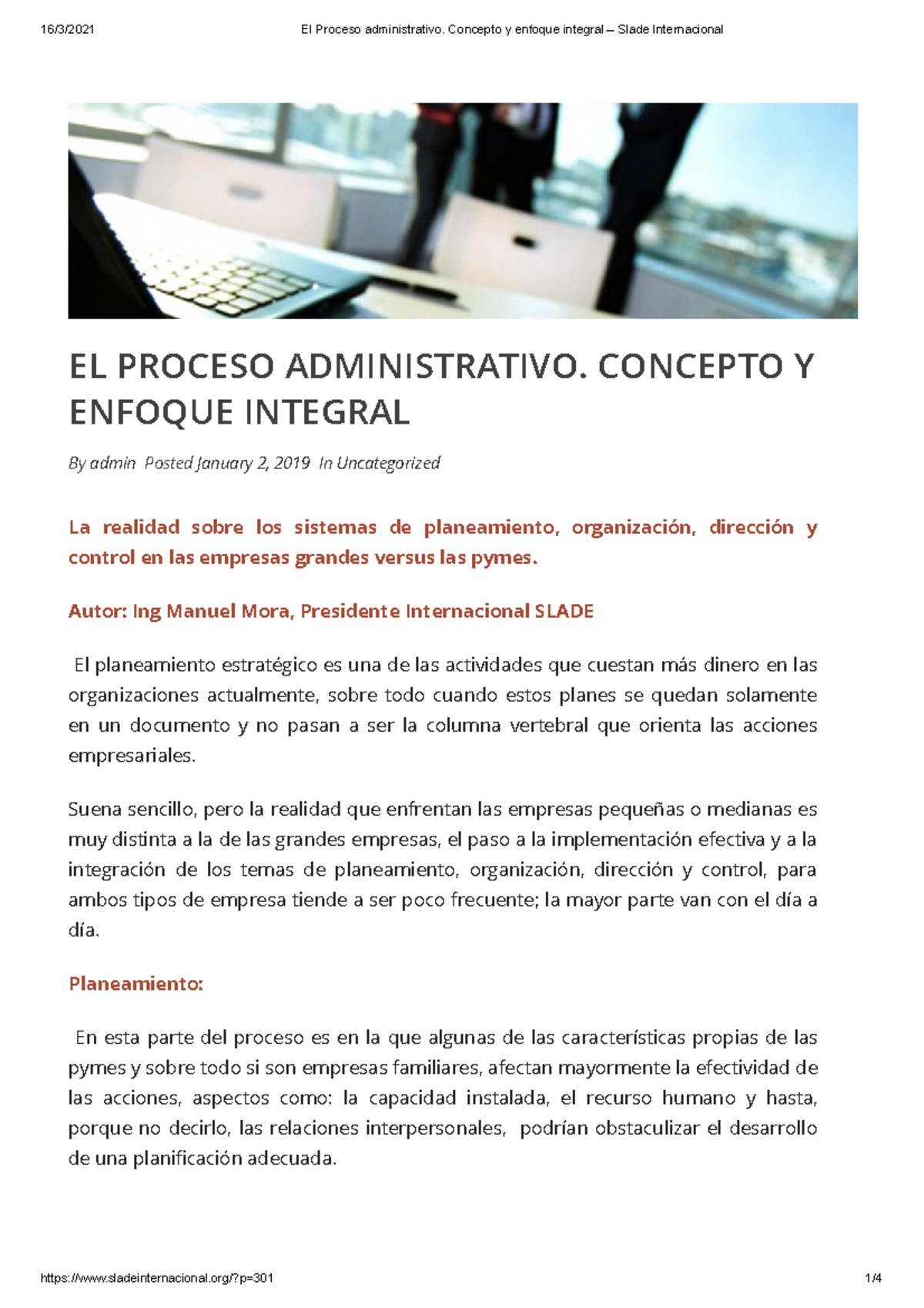 El Proceso administrativo. Concepto y enfoque integral – Slade Internacional - By admin Posted ...