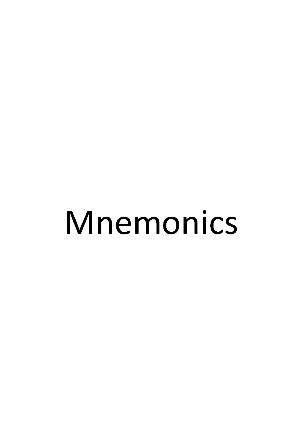 Summary - mnemonics collection - Mnemonics Thorax anatomy Position of ...