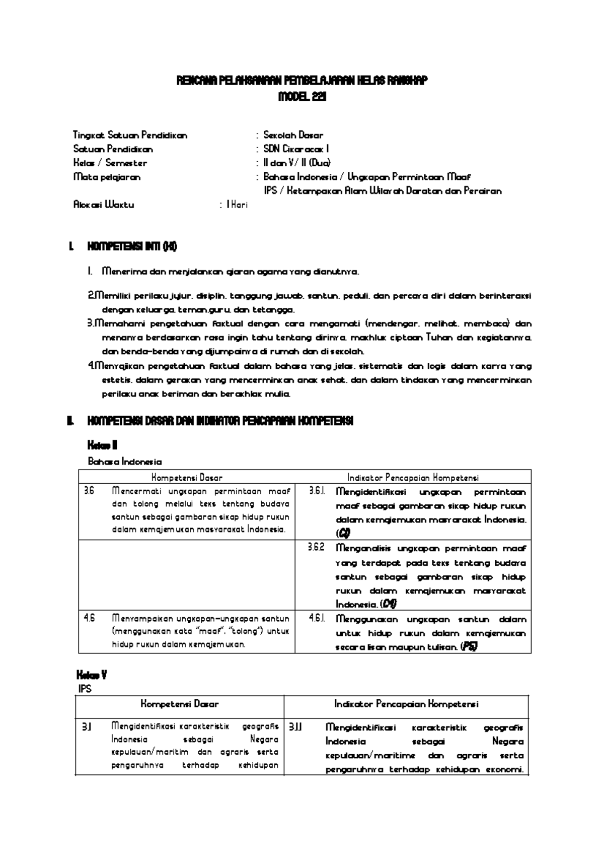 RPP PKR Revisi Lis - Tugas RPP kelas rangkap - RENCANA PELAKSANAAN ...