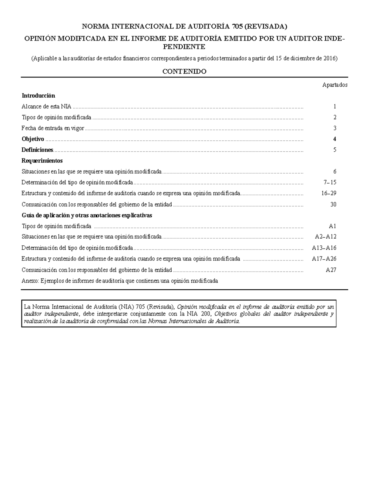 NIA 705 - nia 705 - NORMA INTERNACIONAL DE AUDITORÍA 705 (REVISADA ...