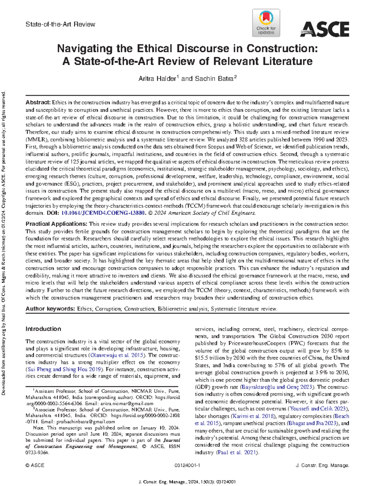 Navigating the Ethical Discourse in Construction A State-of-the-Art ...