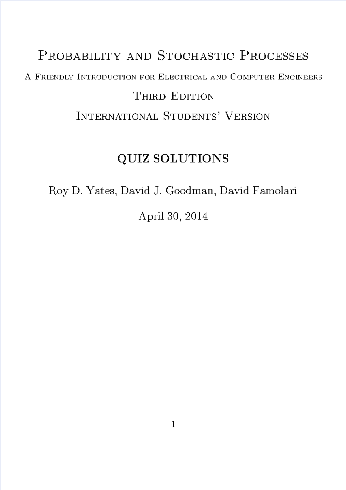 Probability and statistics sol - Probability and Stochastic Processes A ...