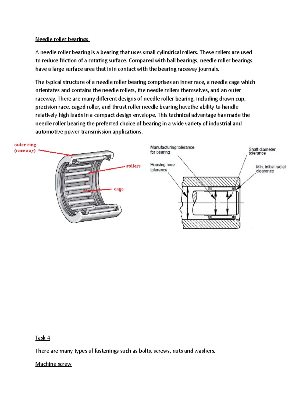 Design project 8 - N/a - Needle roller bearings A needle roller bearing ...