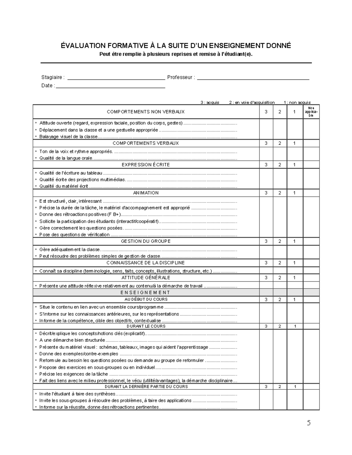 Fiche Eval Formative 2 - 5 ÉVALUATION FORMATIVE À LA SUITE D’UN ENSEIGNEMENT DONNÉ Peut être ...