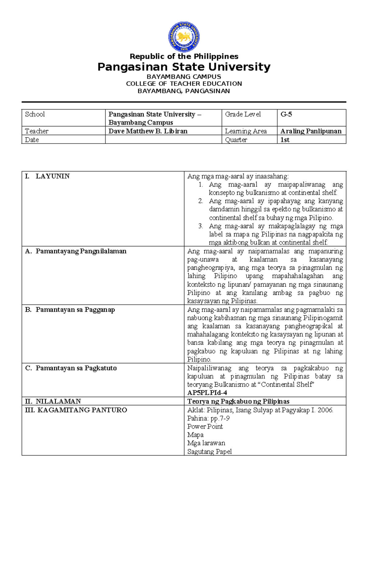 4A's DLP Teaching Social Studies - Republic of the Philippines ...