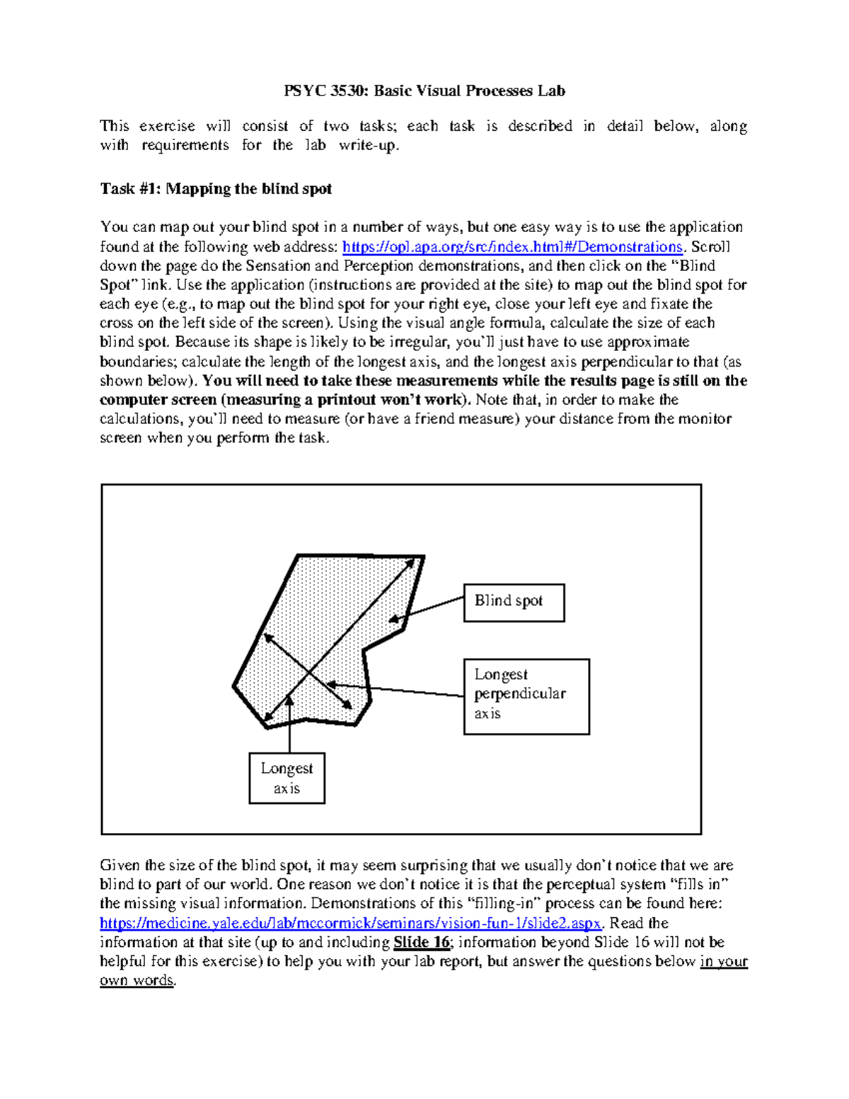 BVP Lab - Lab reports. - PSYC 3530: Basic Visual Processes Lab This ...
