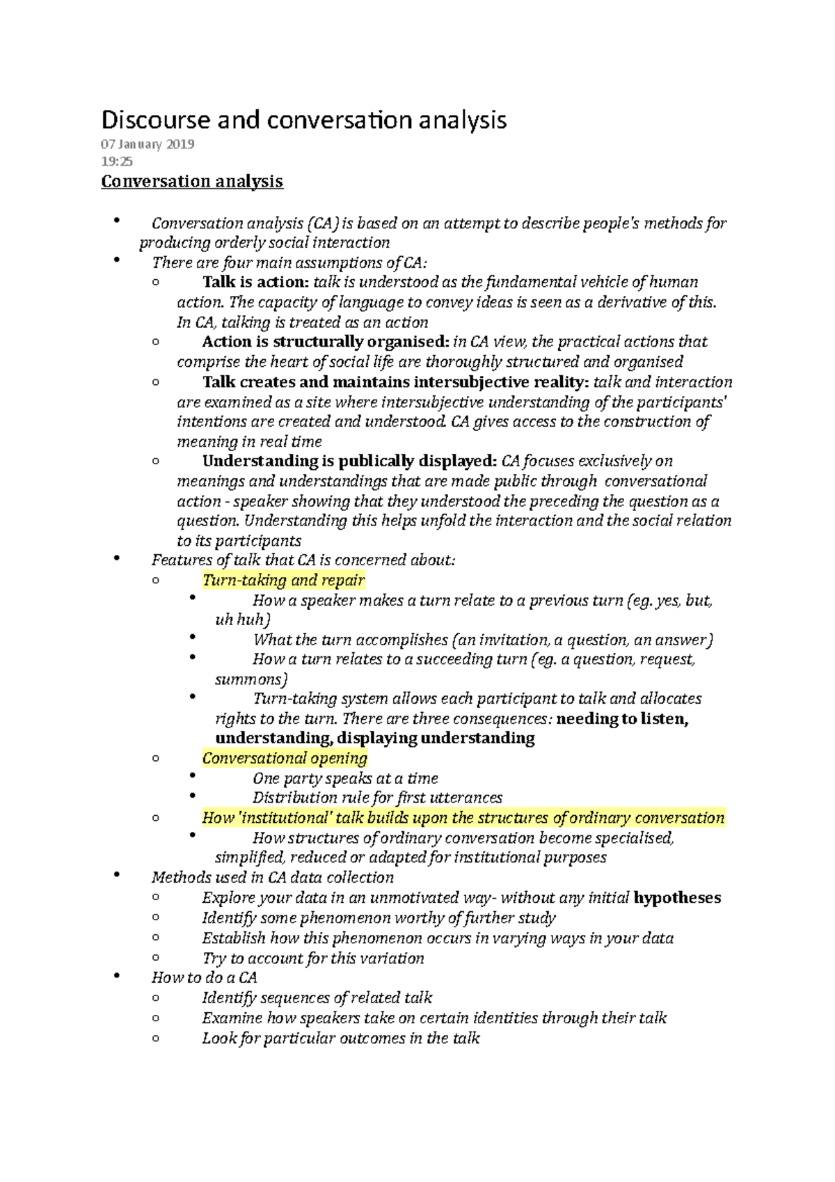 Discourse and conversation analysis - The capacity of language to ...