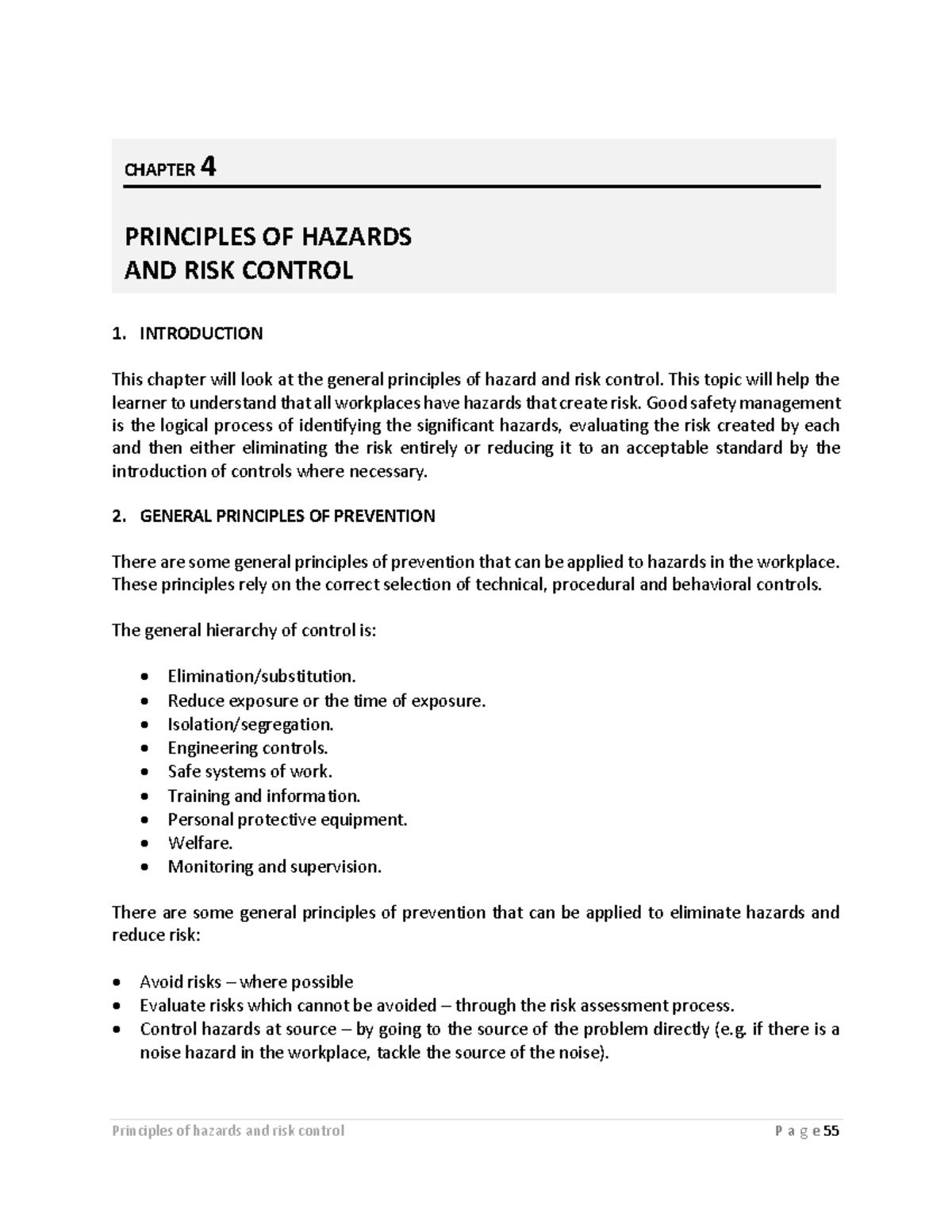 Chapter 4 - Principles of hazard and risk control - Warning: TT: undefined function: 32 Warning ...
