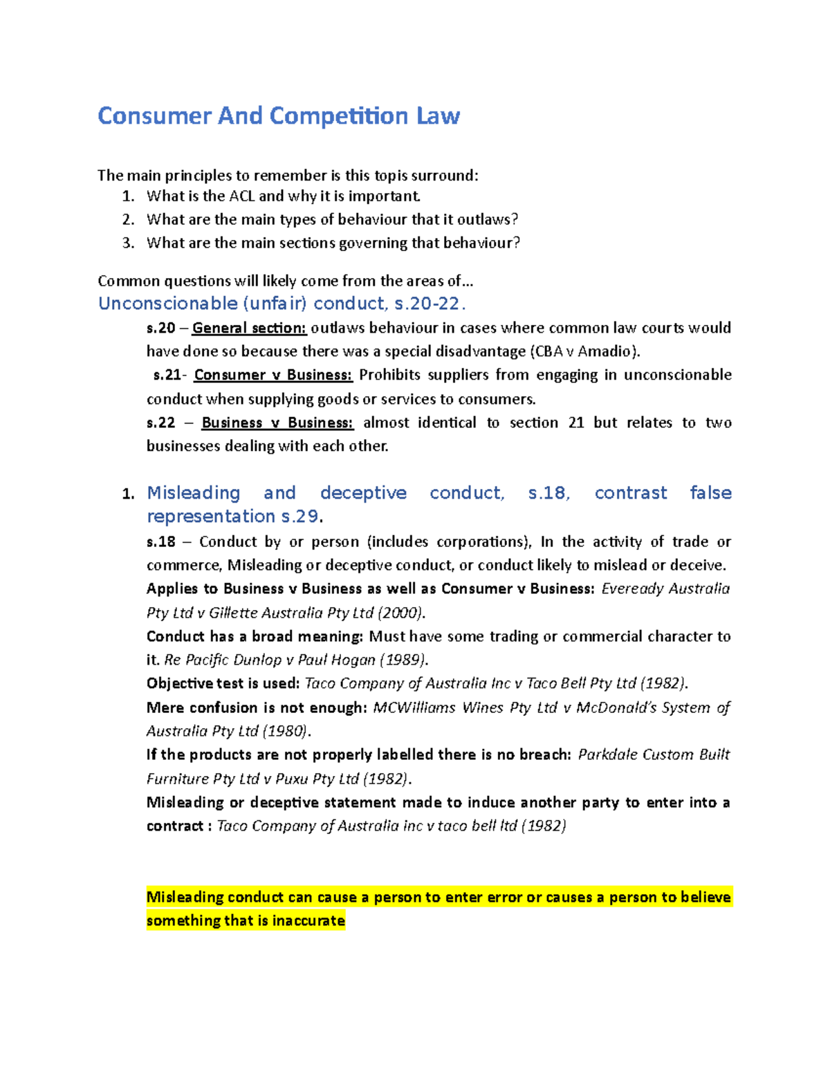 Consumer And Competition Law print out - Consumer And Competition Law ...