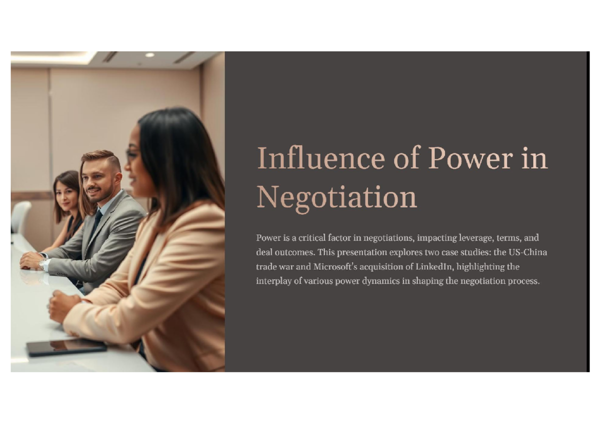 SEC Assignment 6 - .... - Influence of Power in Negotiation Power is a ...