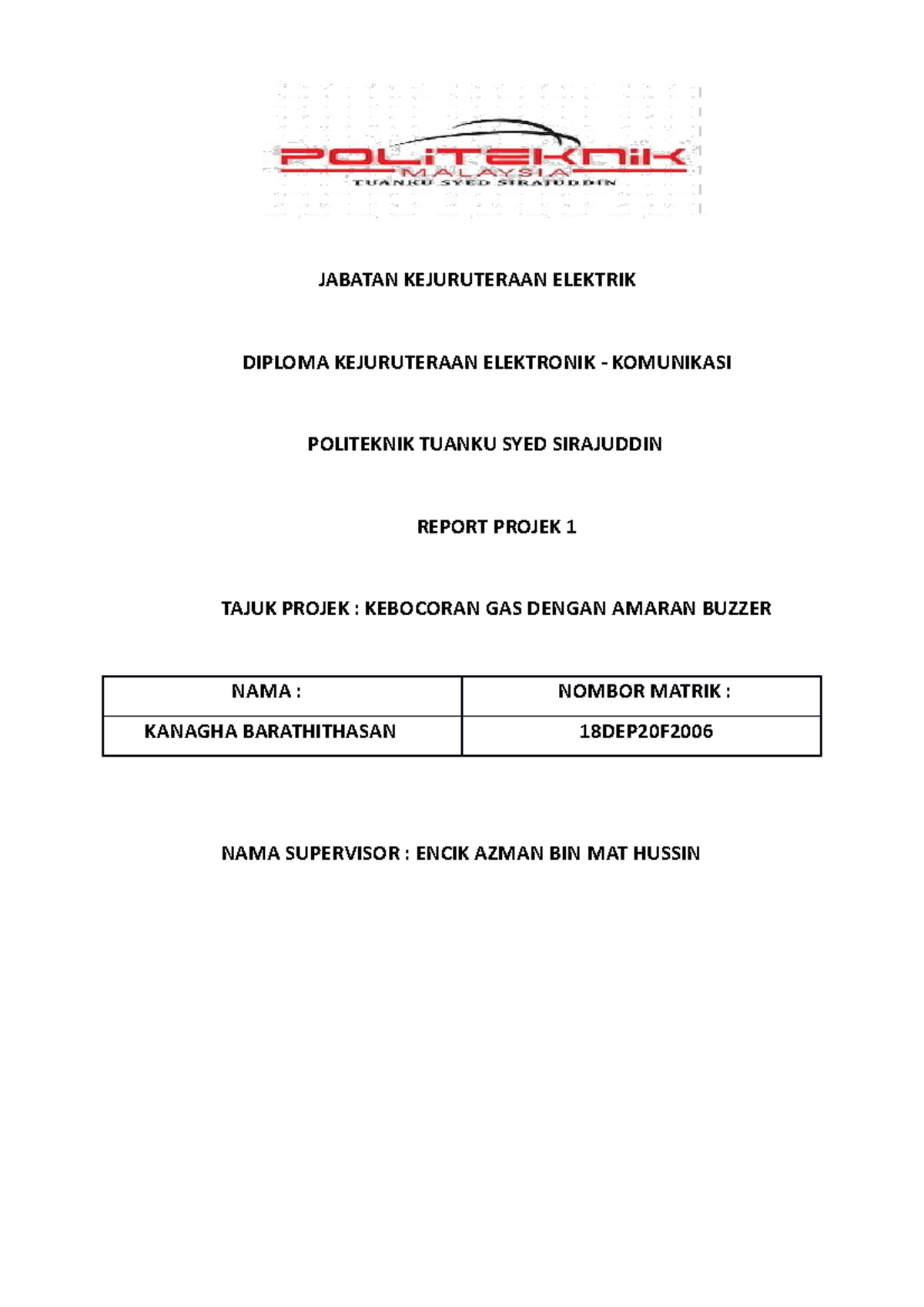 BAB 1 projek - JABATAN KEJURUTERAAN ELEKTRIK DIPLOMA KEJURUTERAAN ...