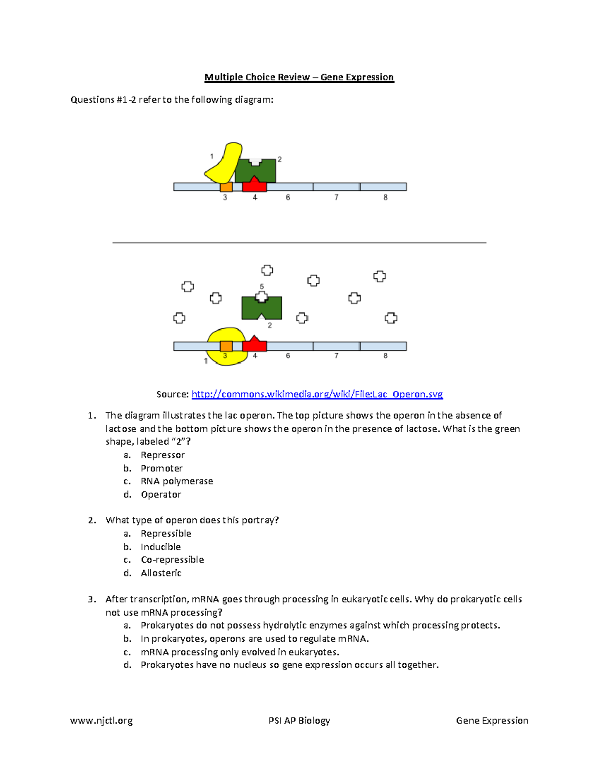 Ap-bio gene-expression-multiple-choice 2013-12-13 - Multiple Choice ...