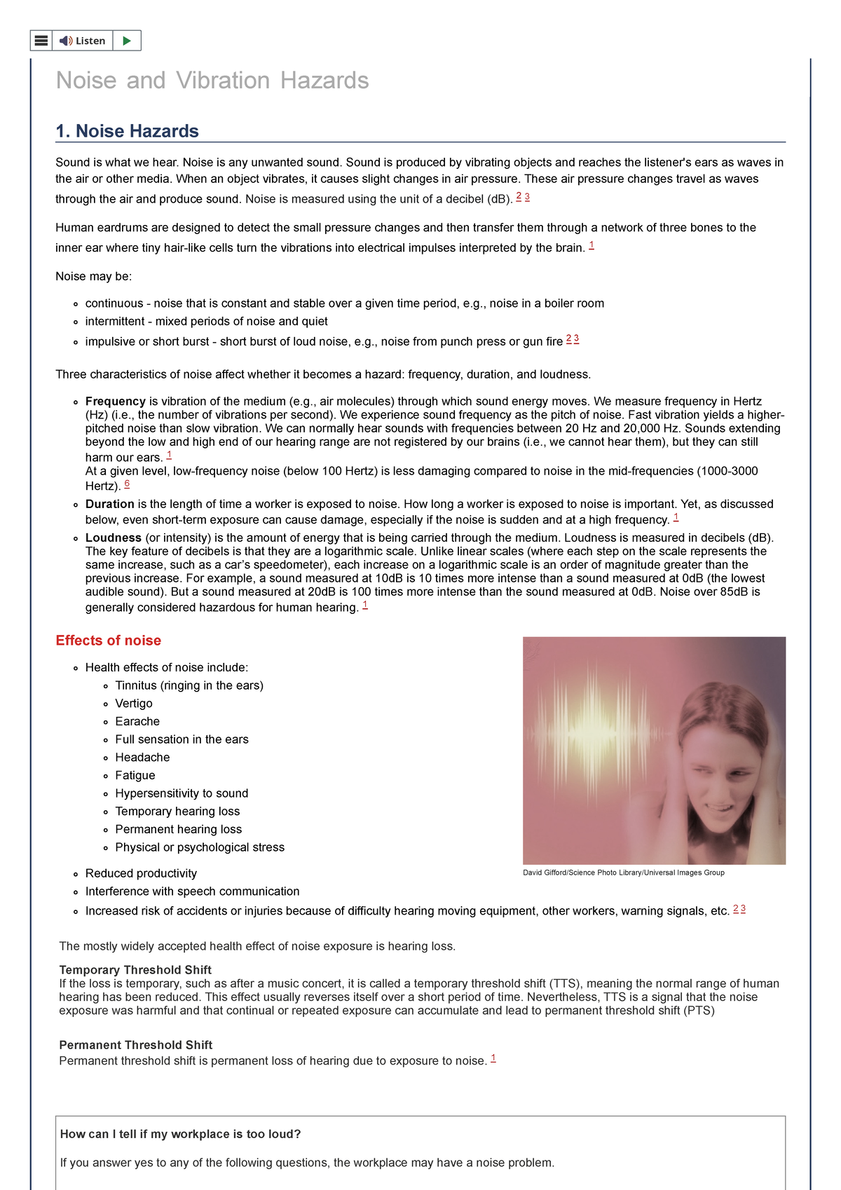 GNED Wk 6B Noise and Vibration Hazards - David Gifford/Science Photo ...