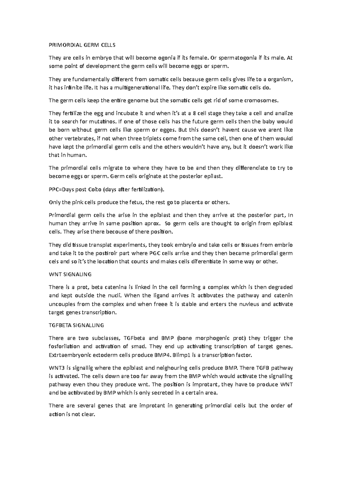 Primordial GERM Cells - Lecture notes - PRIMORDIAL GERM CELLS They are ...