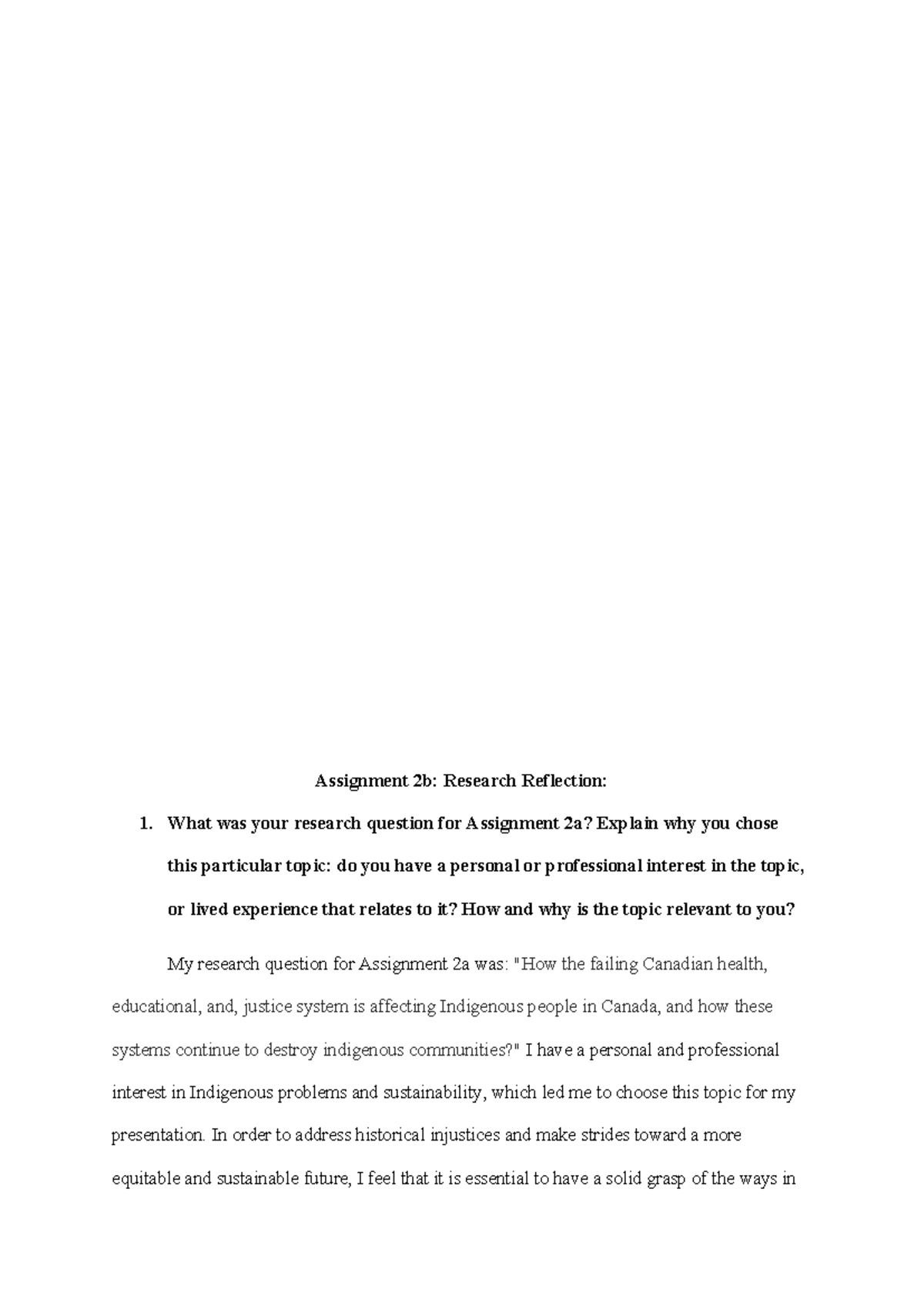 Assignment 2A - Critical anlysis - Assignment 2b: Research Reflection ...