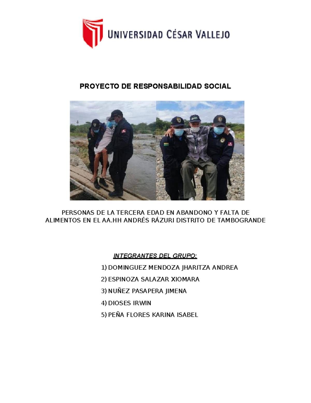 Proyecto DE Responsabilidad Social Nuevo - PROYECTO DE RESPONSABILIDAD SOCIAL PERSONAS DE LA ...