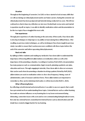 SPROUT - assignment (reflection on clinical placement) - Rebecca Johns ...