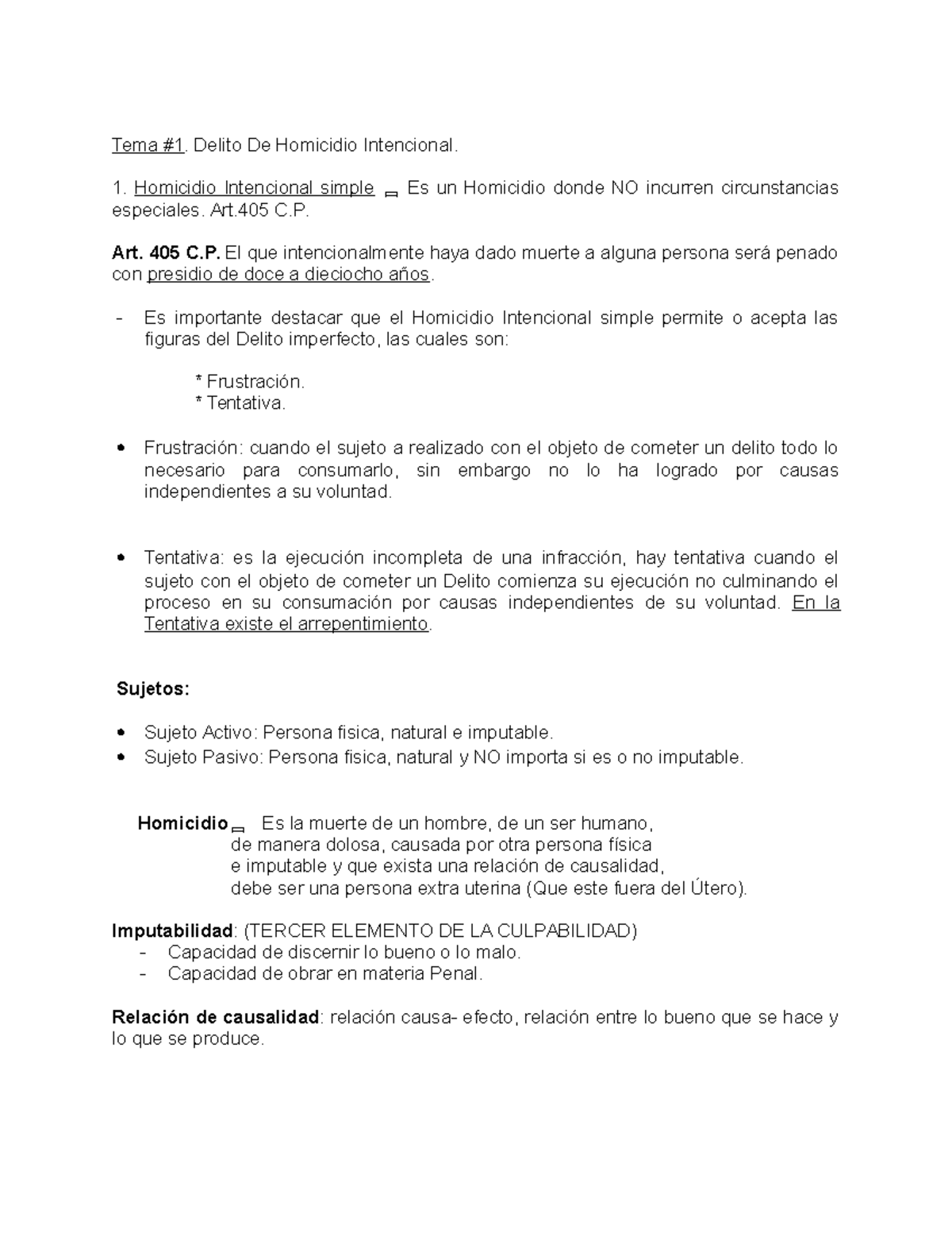 Guia Penal III - ghfghfg - Tema #1. Delito De Homicidio Intencional ...