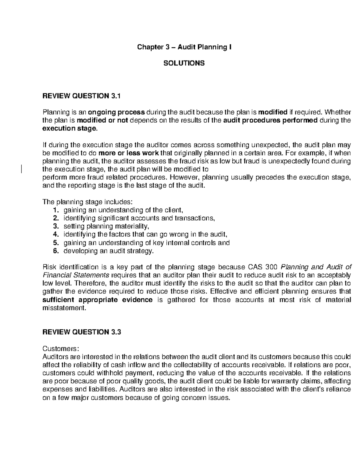 Chapter 3 solutions - Textbook: Auditing A Practical Approach, 4th ...