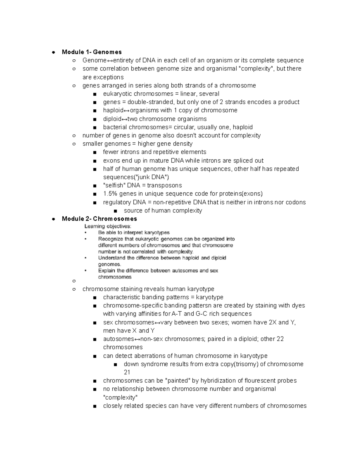 Bio201 Genomes and Chromosomes - Module 1- Genomes Genome↔entirety of ...
