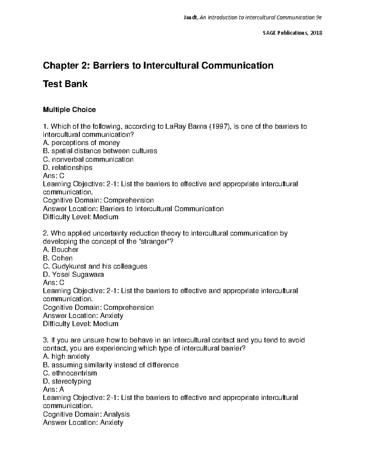 Intercultural Communications TB - SAGE Publications, 2018 Chapter 2 ...