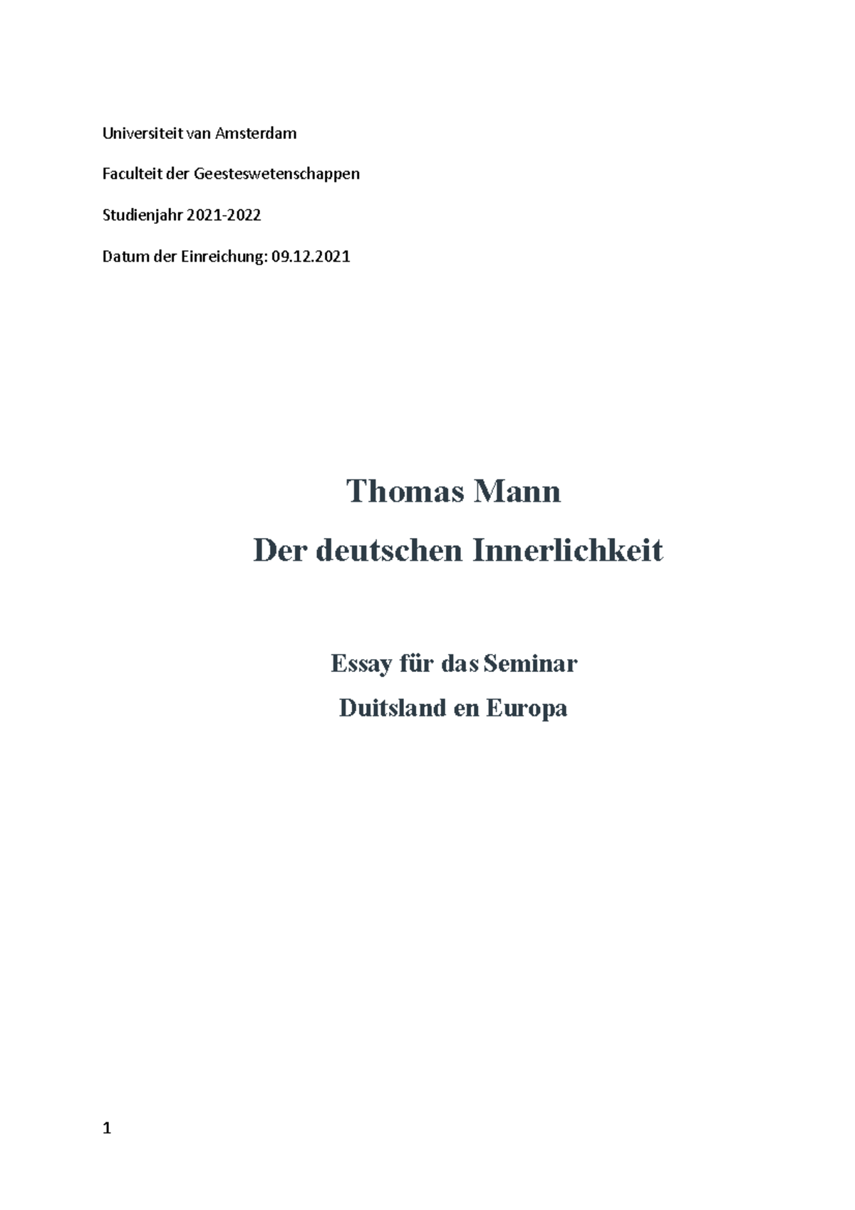 -Deutschen Innerlichkeit Elise Simons Studocu - Universiteit van ...