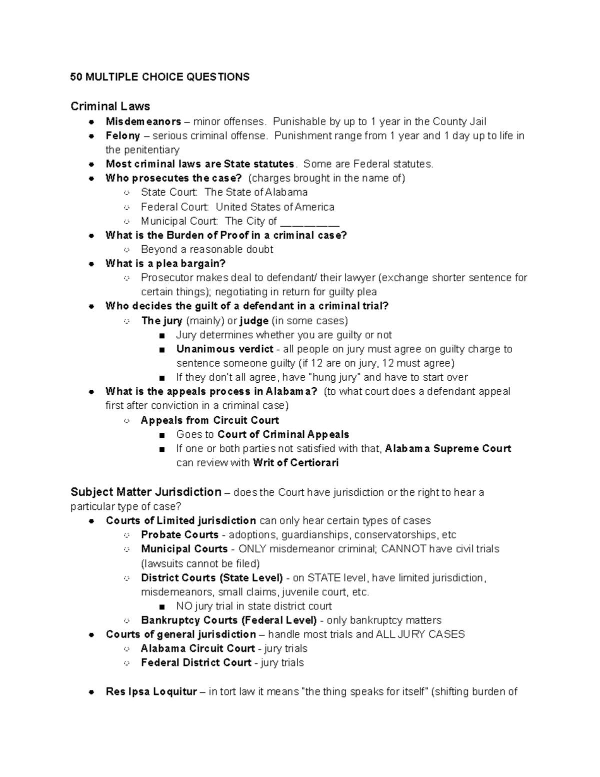 LGS - Exam 4 (Final) Study Guide - 50 MULTIPLE CHOICE QUESTIONS ...