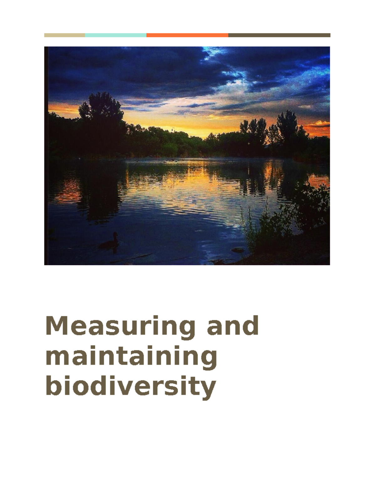 Project proposal - Measuring and maintaining biodiversity 1 Overview ...