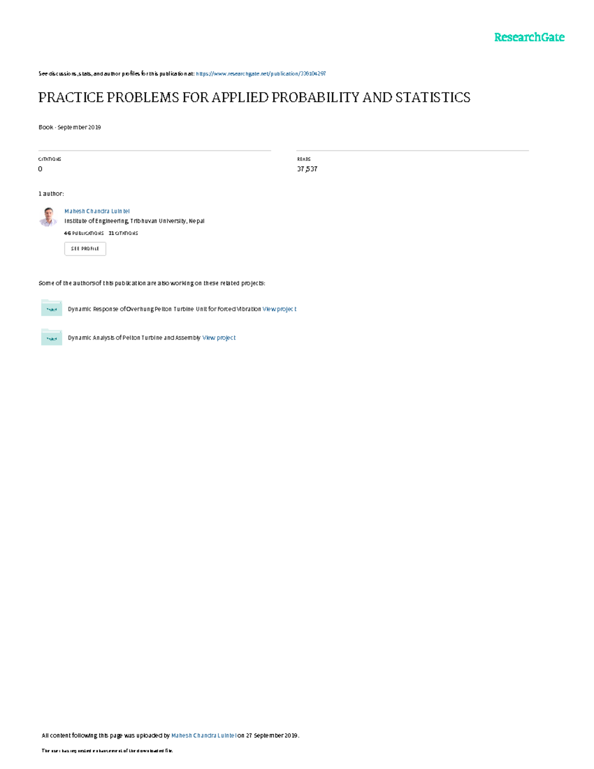 Practice Problemsfor Applied Probabilityand Statistics - See ...