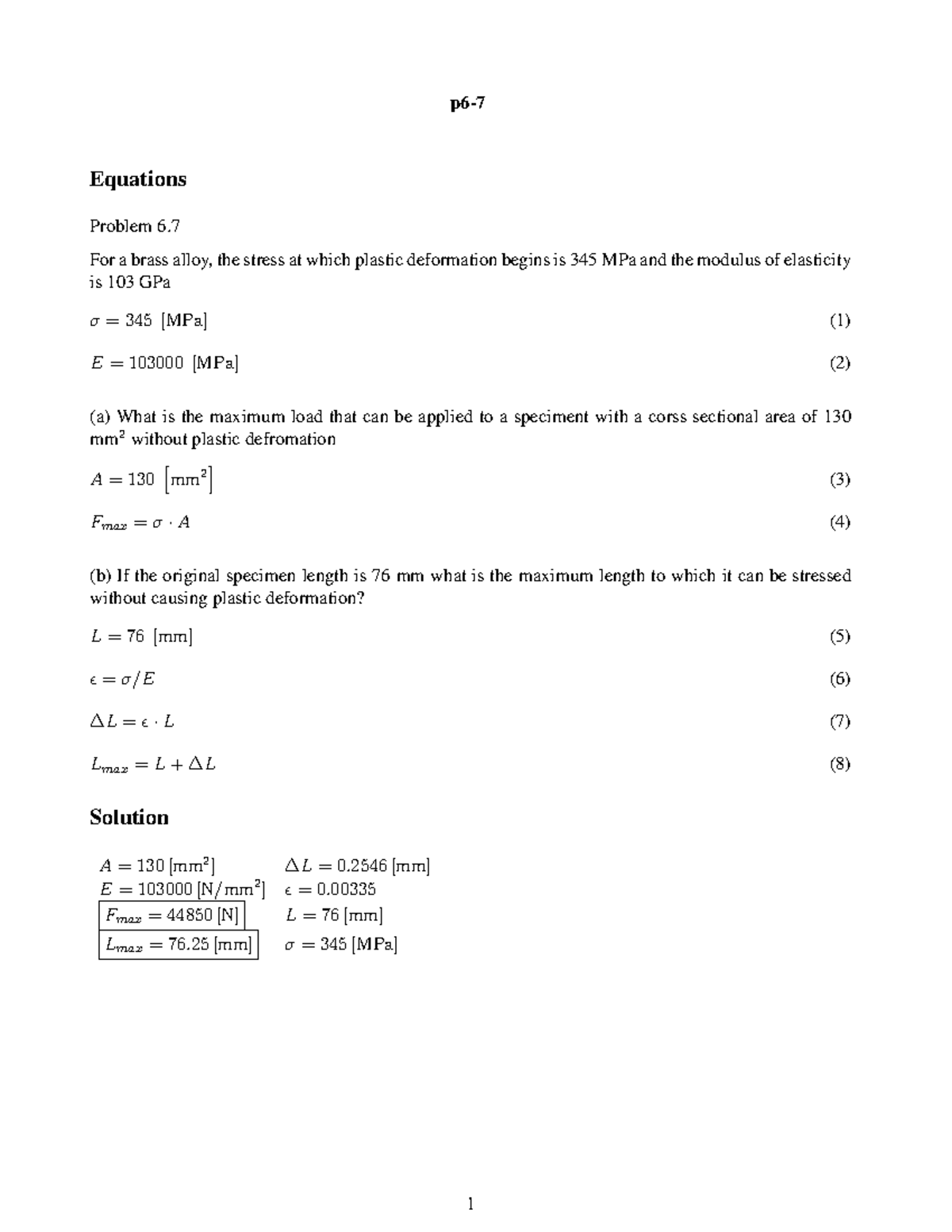 Chemistry for Engineers Practice Problems - p6- Equations Problem 6. For a brass alloy, the ...