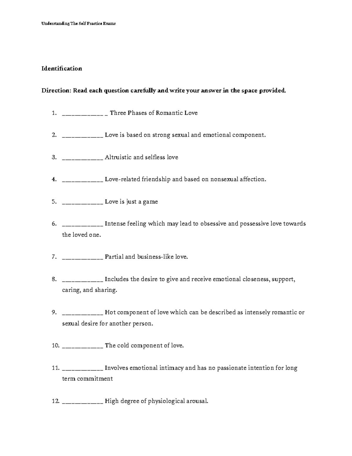 Understanding the self Exam 7 - Understanding The Self Practice Exams ...